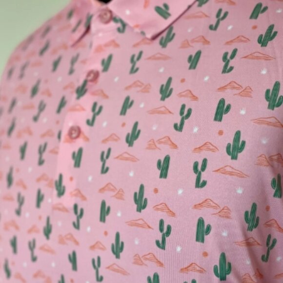 Coby Stevens | Shirts | Cs Pink Cactus Print Polo | Poshmark